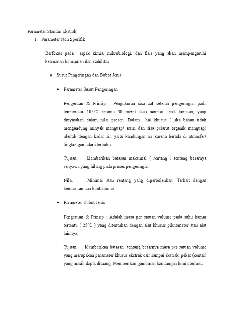 Standar Ekstrak: Parameter Non-Spesifik dan Spesifik | PDF | Sains & Matematika