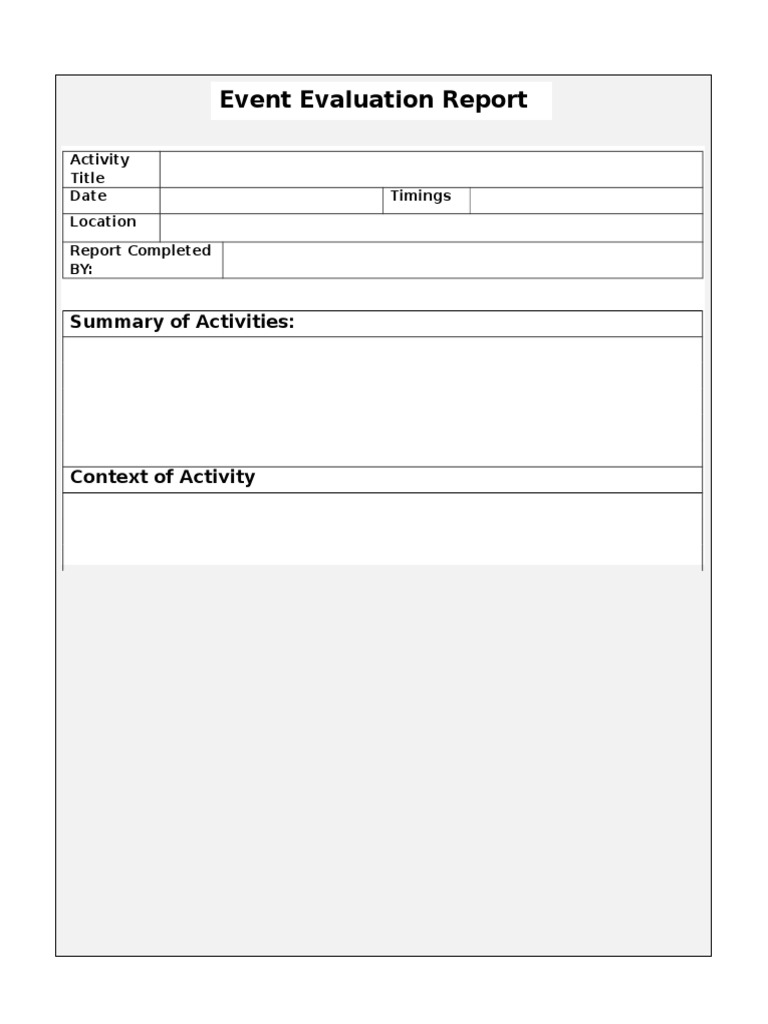 Event Evaluation Report Template: Summary of Activities | PDF