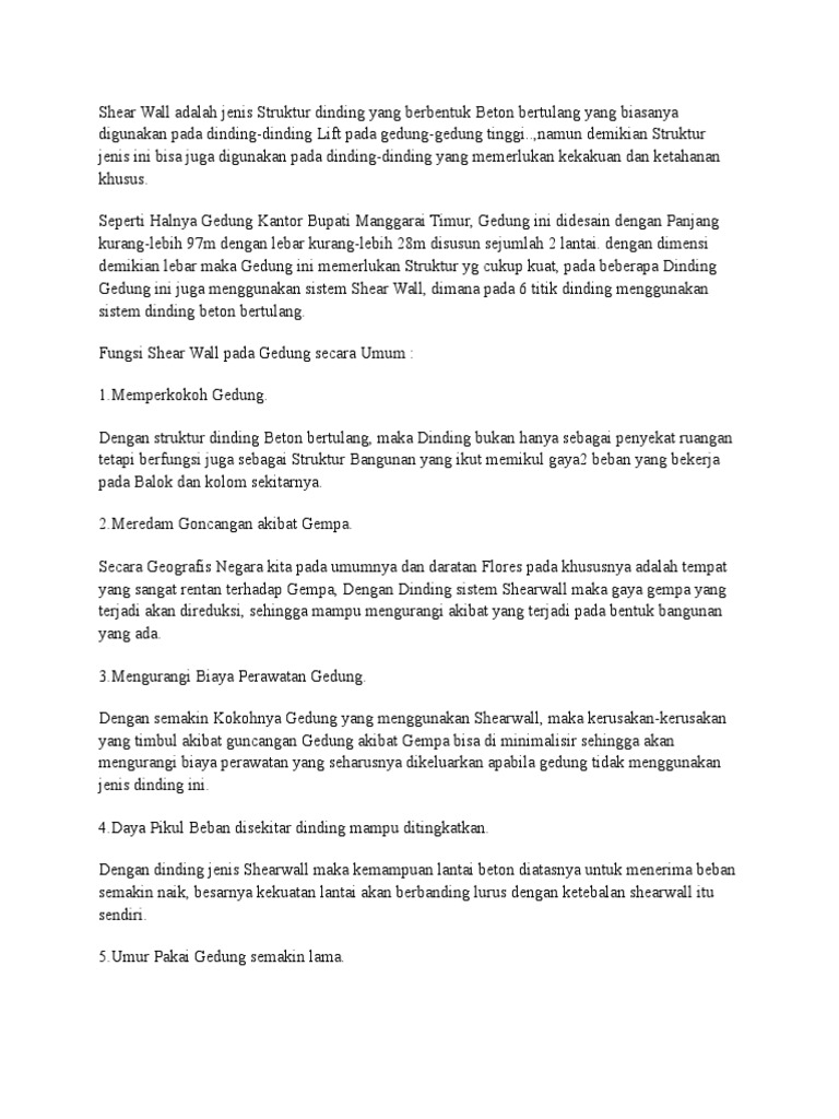 Shear Wall Adalah Jenis Struktur Dinding Yang Berbentuk Beton Bertulang ...