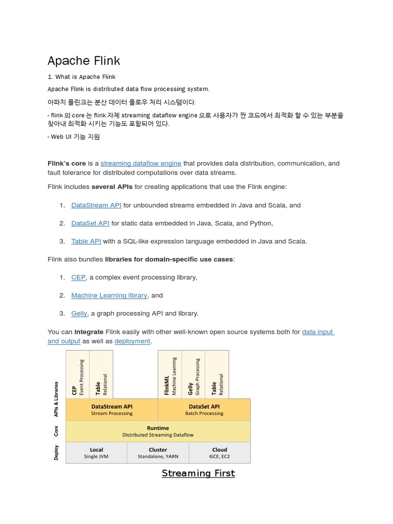 Apache Flink: Flink's Core Is A | PDF | Apache Spark | Computer Architecture