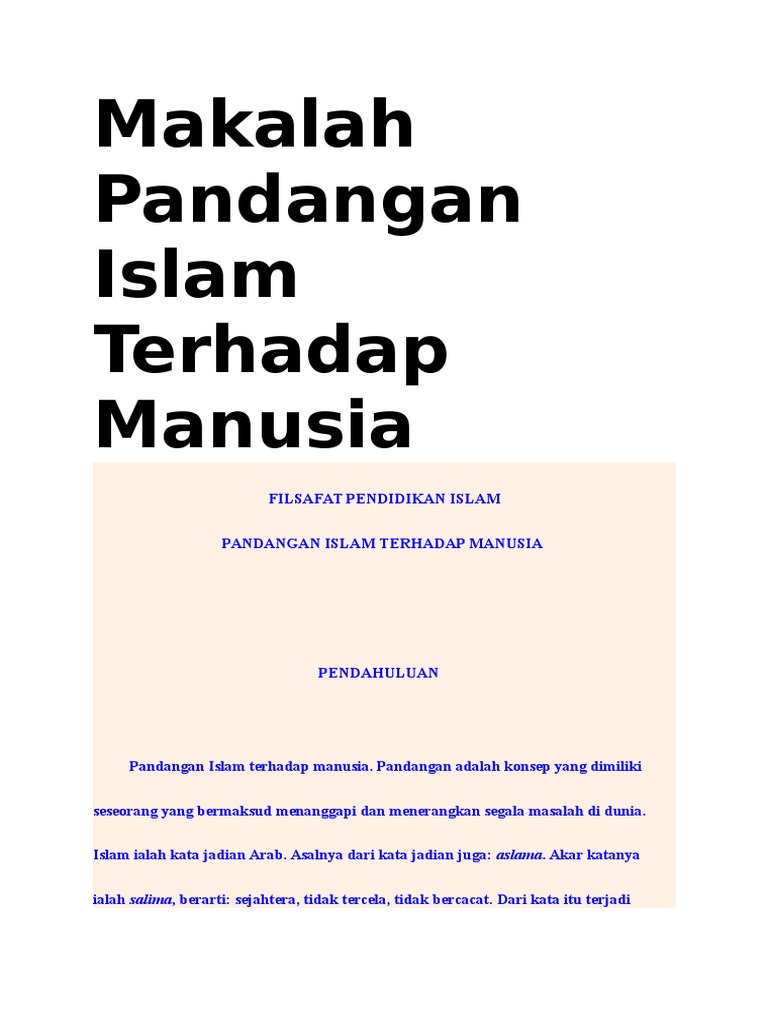 Pandangan Islam tentang Manusia | PDF | Agama & Spiritualitas