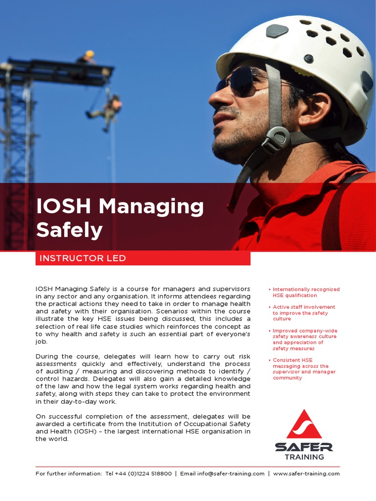 PDF IOSH Managing Safely | PDF | Occupational Safety And Health | Safety