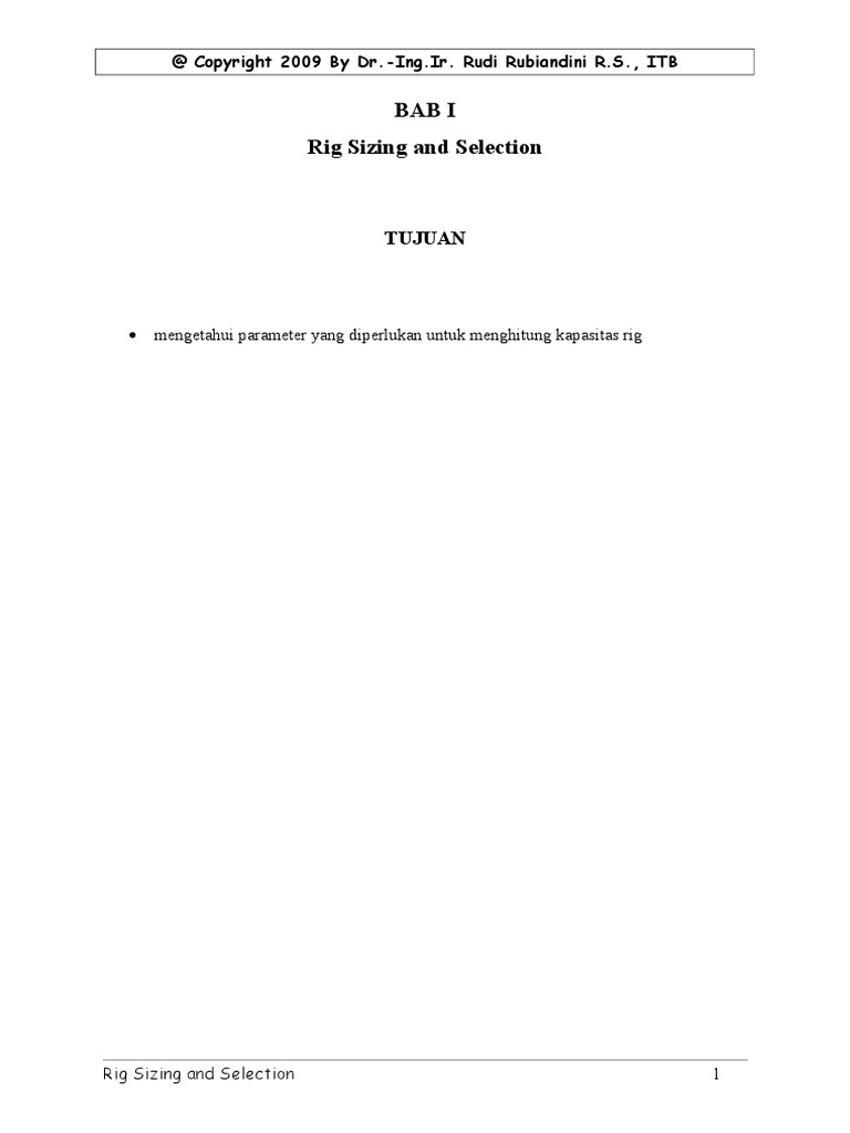 BAB-01 Rig Sizing and Selection | PDF