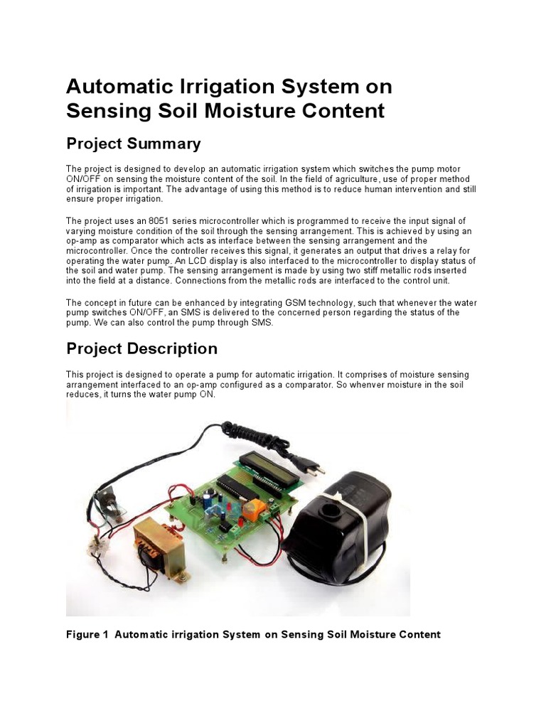 Automatic Irrigation System On Sensing Soil Moisture Content | PDF ...