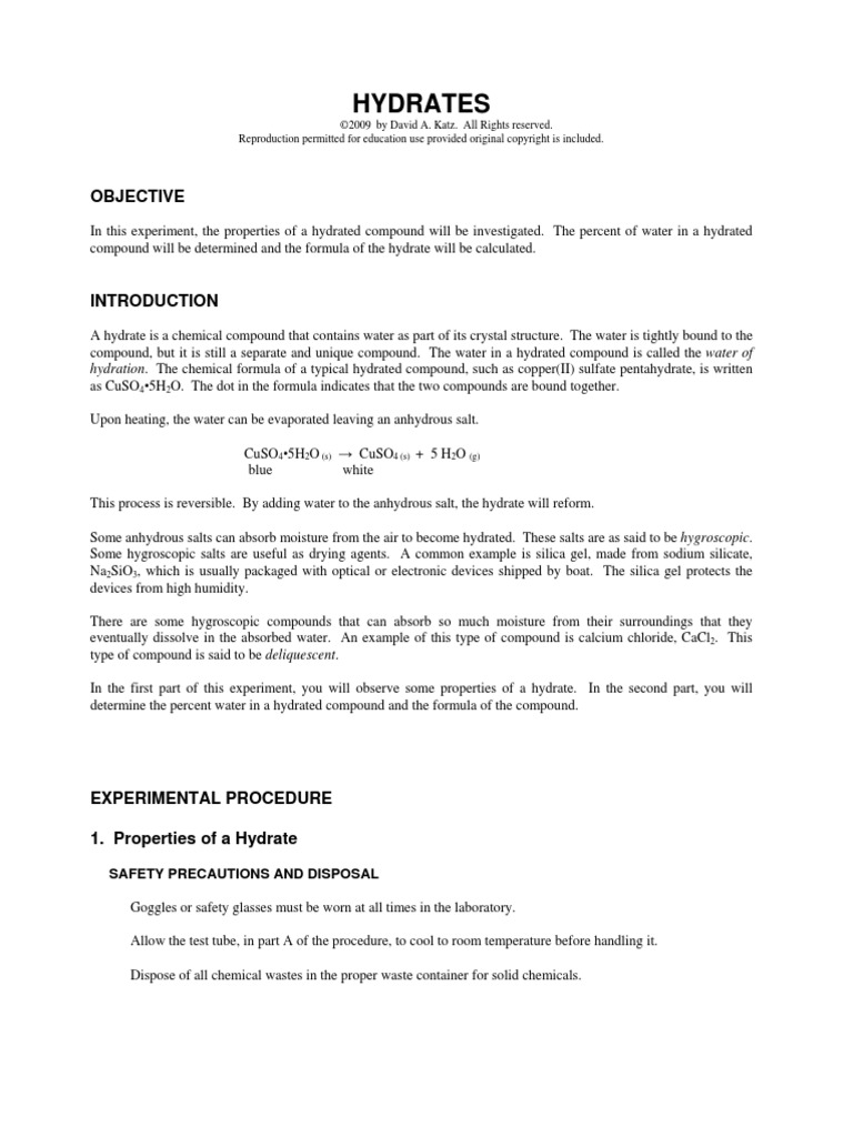 Hydrates Lab Steps Steps PDF | PDF