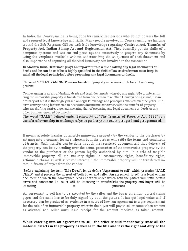 Property Act, Indian Stamp Act and Registration Act. They Basically Got The Skills of A | PDF ...