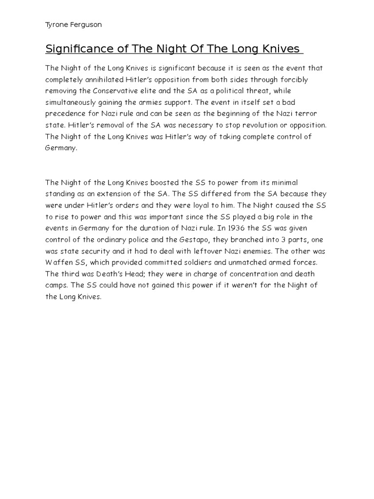 Significance of The Night of The Long Knives | PDF