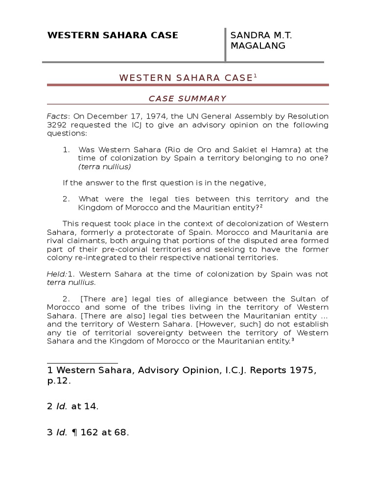 Western Sahara Case | Download Free PDF | Western Sahara | Mauritania