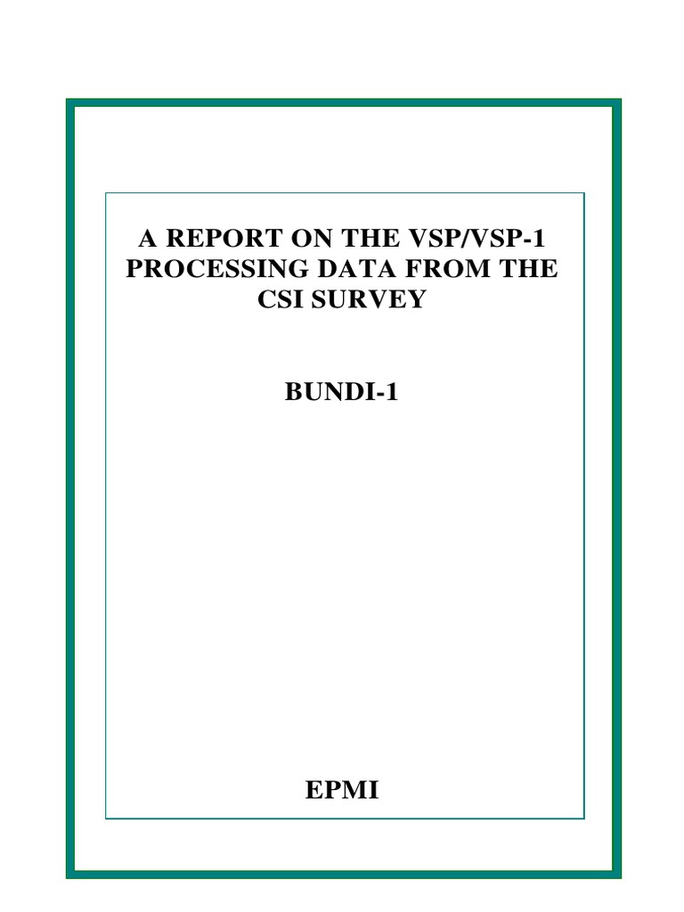 Bundi A Report On The VSP Processing Data From The CSI SURVEY | PDF ...