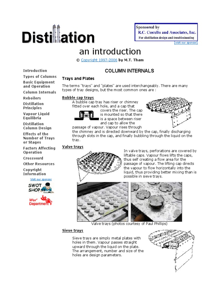 An Introduction: Column Internals | PDF | Unit Operations | Distillation