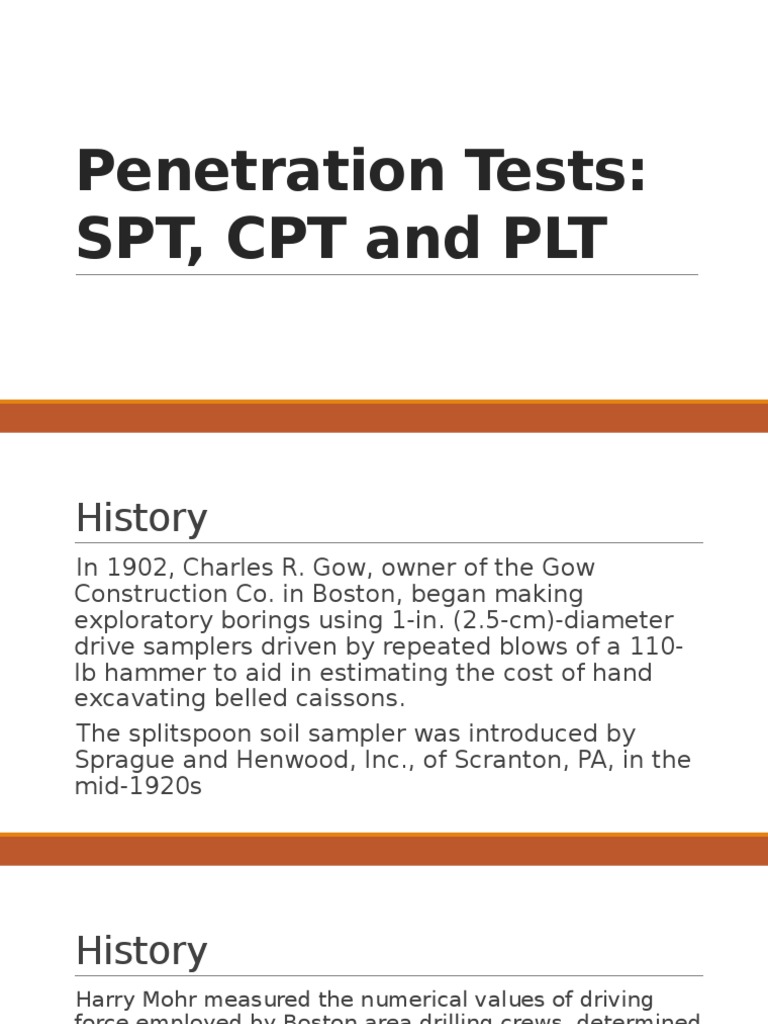 Penetration Tests: SPT, CPT and PLT | PDF | Natural Materials | Nature