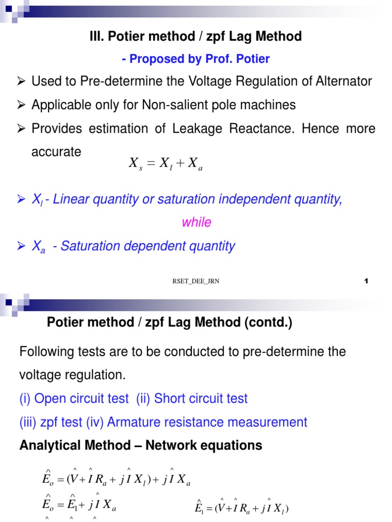 III. Potier Method / ZPF Lag Method | PDF | Quantity | Electrical ...