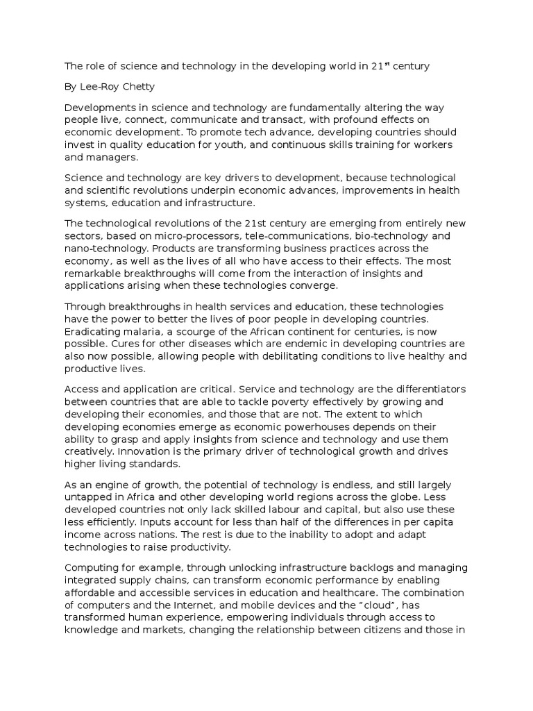 Article 1, The Role of Science and Technology | PDF | Economic Growth ...