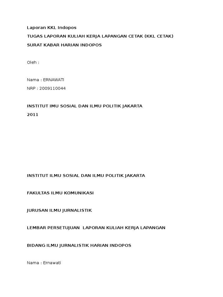 Contoh Laporan KKL Indopos | PDF