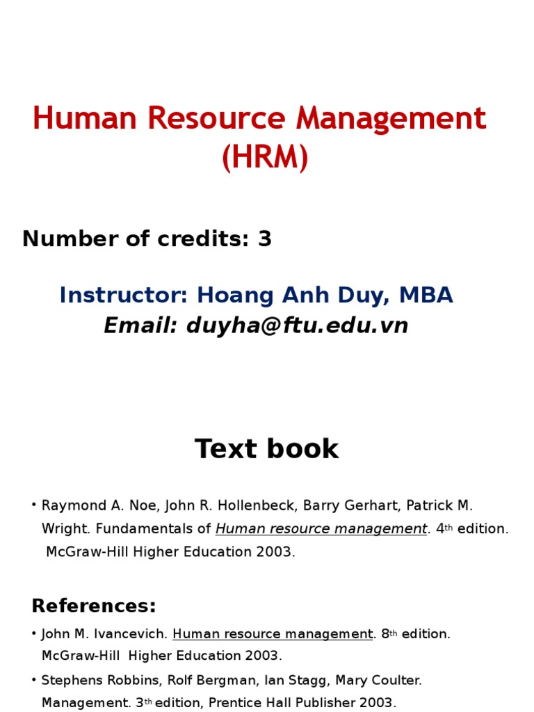 Principle of Human Resource Management Unit01 Introduction | PDF ...