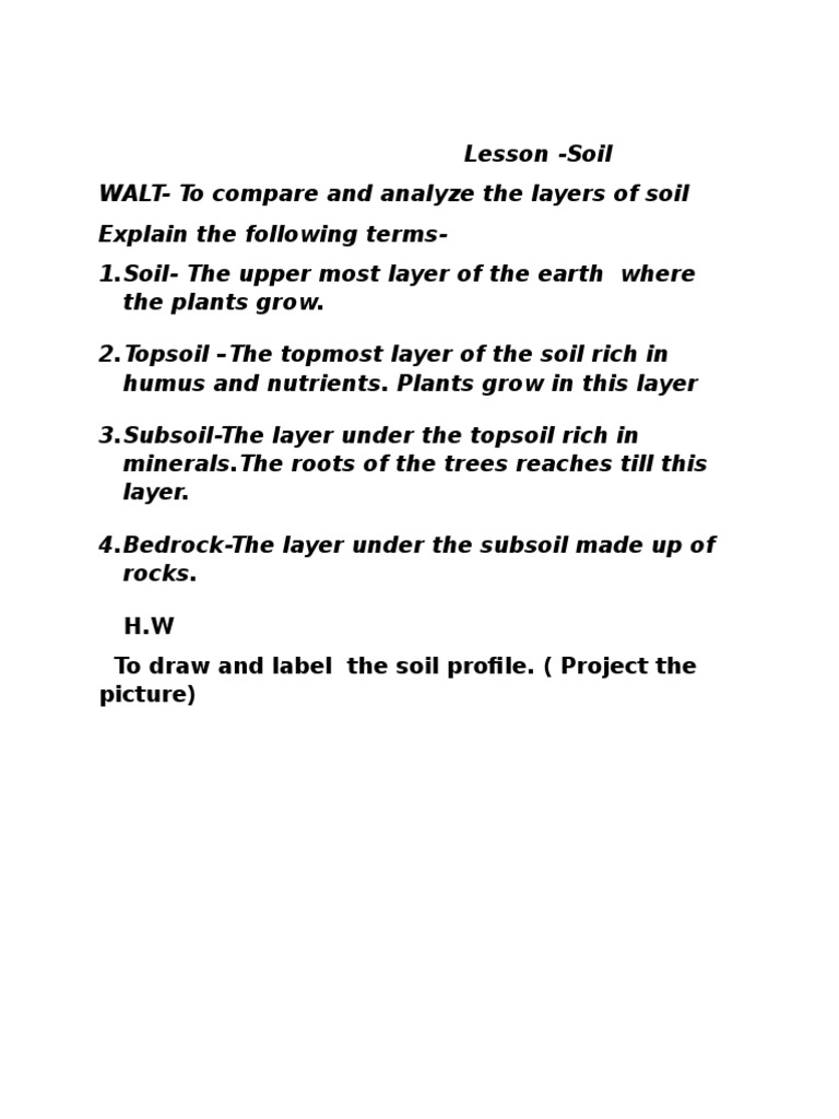 H.W To Draw and Label The Soil Profile. (Project The Picture) | PDF