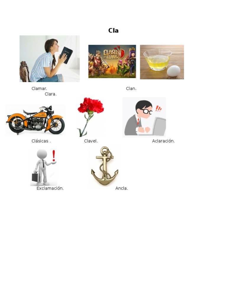 8 Palabras Con Cla Cle Cli Clo Clu Con Dibujo | Naturaleza