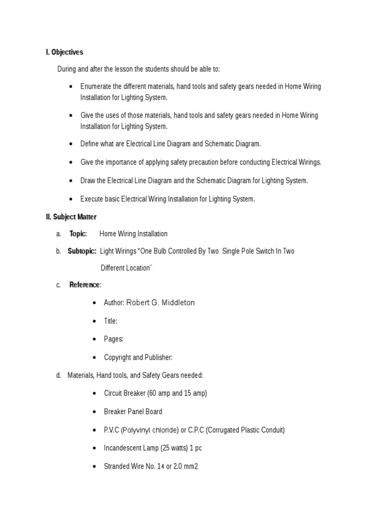 Electrical Lesson Plan | PDF | Incandescent Light Bulb | Switch