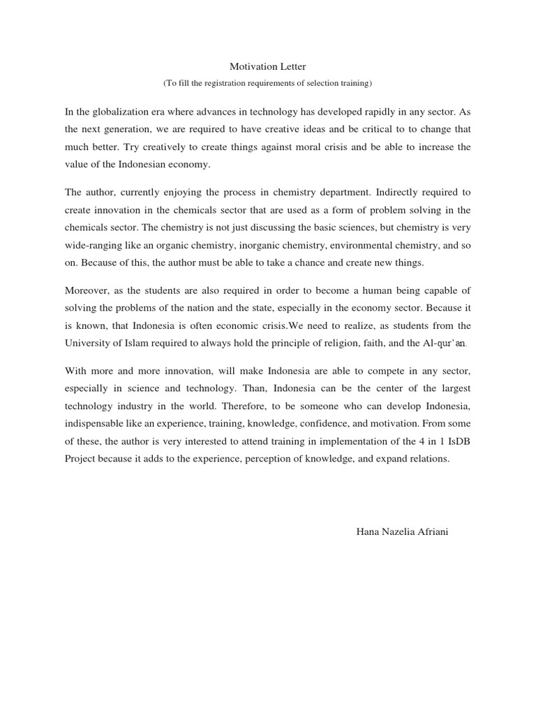 Motivation Letter PDF | PDF