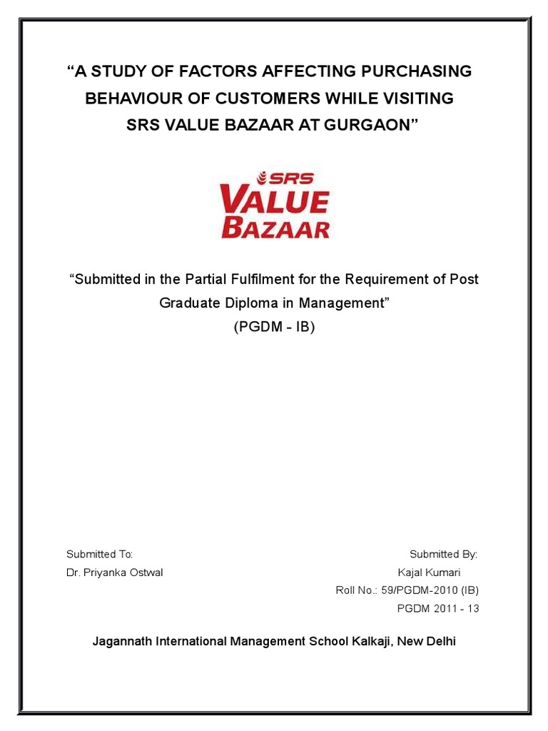 srs project.docx | Factor Analysis | Retail