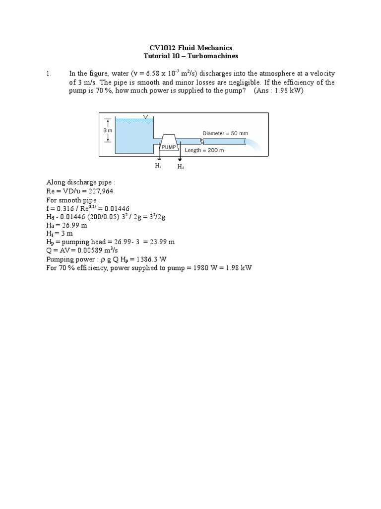 CV1012 Tutorial 10 Solutions | PDF | Pump | Valve
