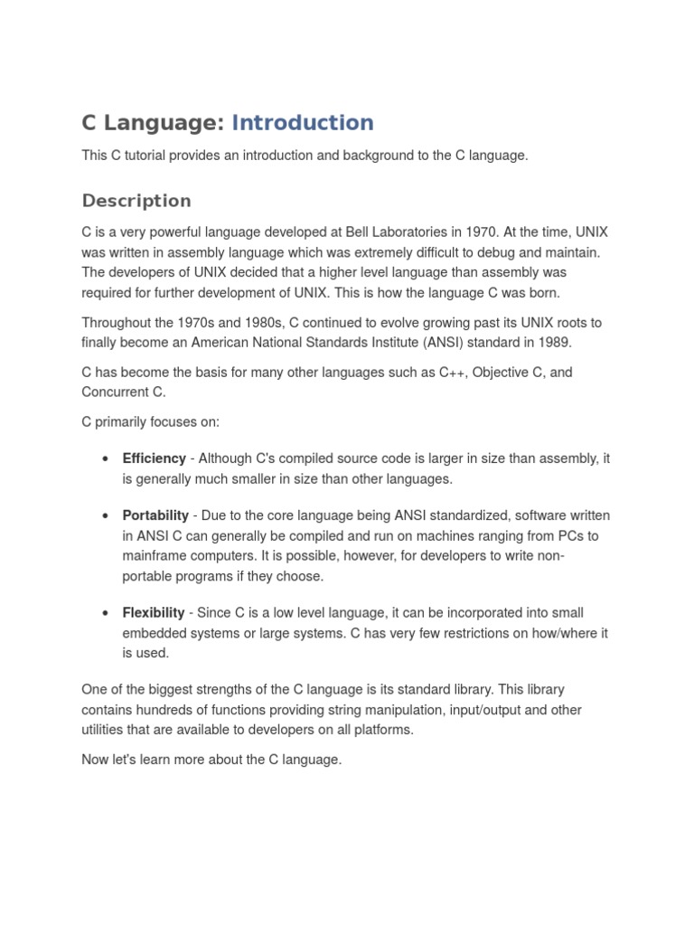 C Language | PDF | C (Programming Language) | Integer (Computer Science)