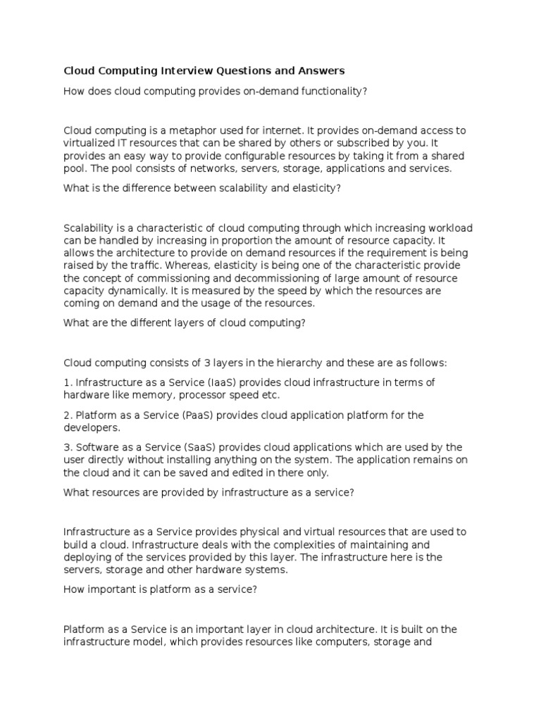 Cloud Computing Interview Questions and Answers | PDF