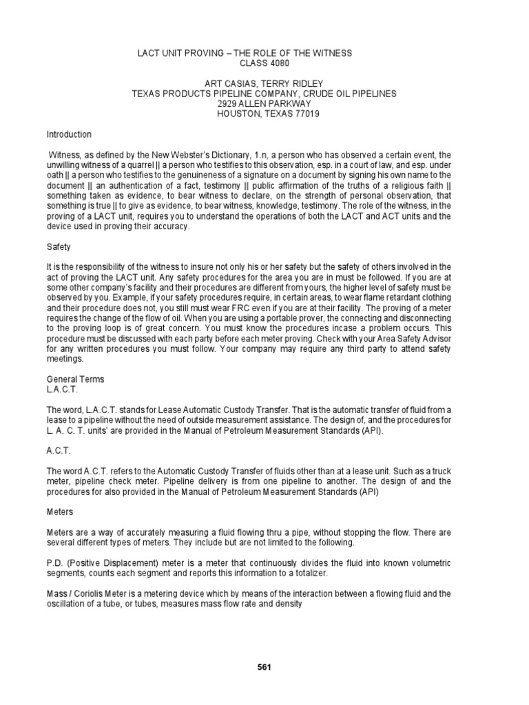 Meter Proving Procedure | PDF | Valve | Mechanical Engineering