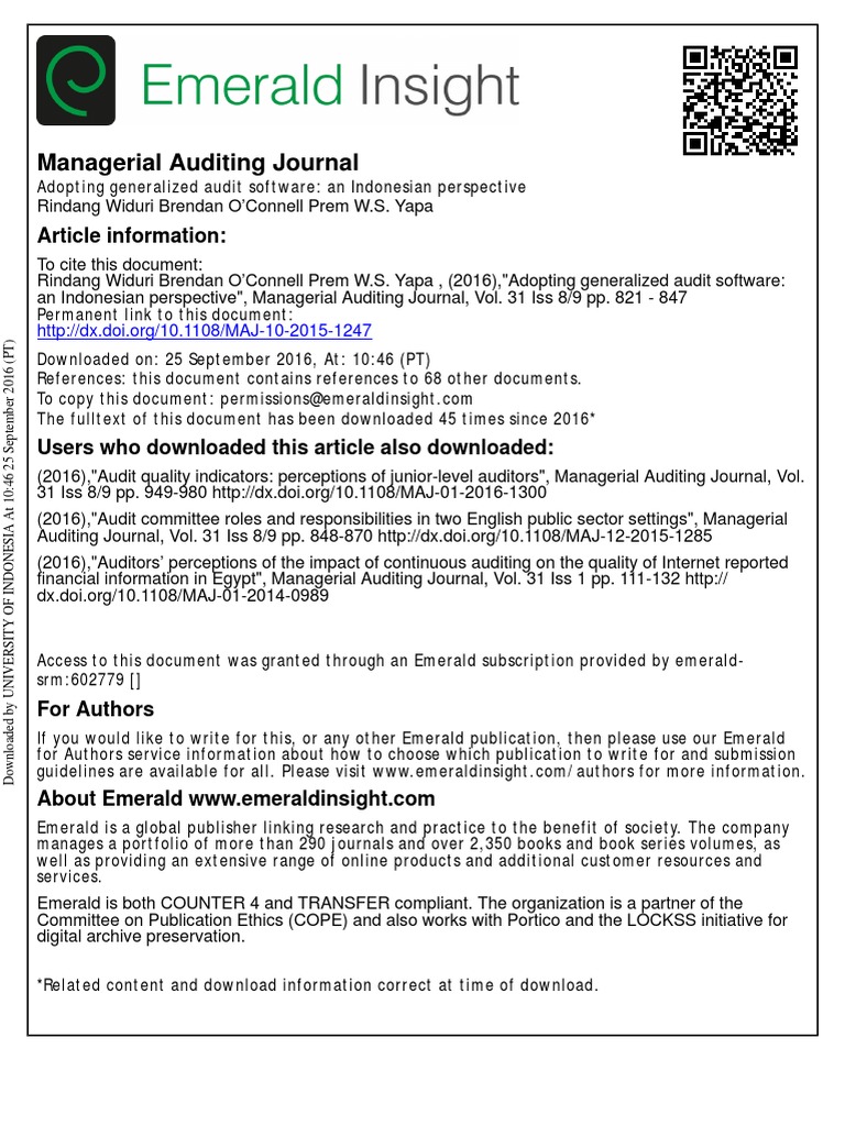 Adopting Generalized Audit Software - An Indonesian Perspective ...