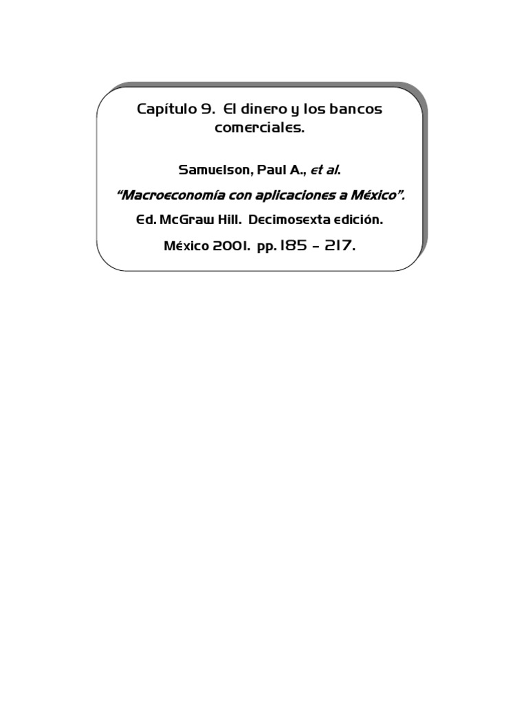 Macroeconomía Samuelson Capítulo 9 | PDF | Dinero | Bancos