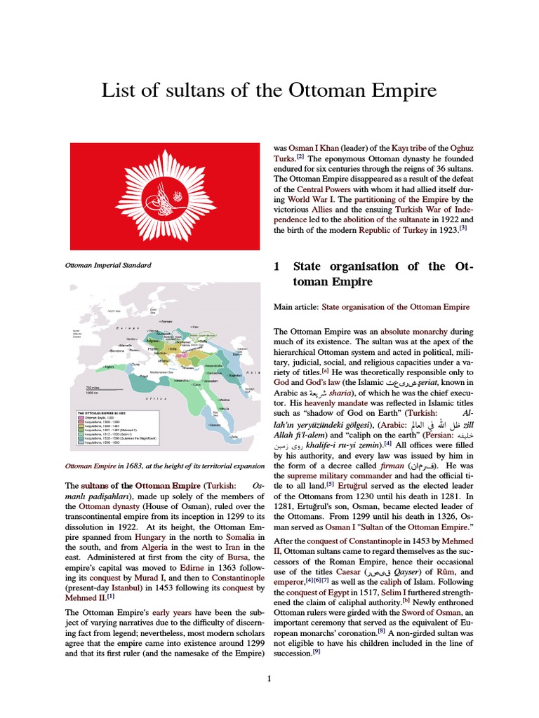 Ottoman Empire Sultan List | PDF | Ottoman Empire | Politics Of The ...
