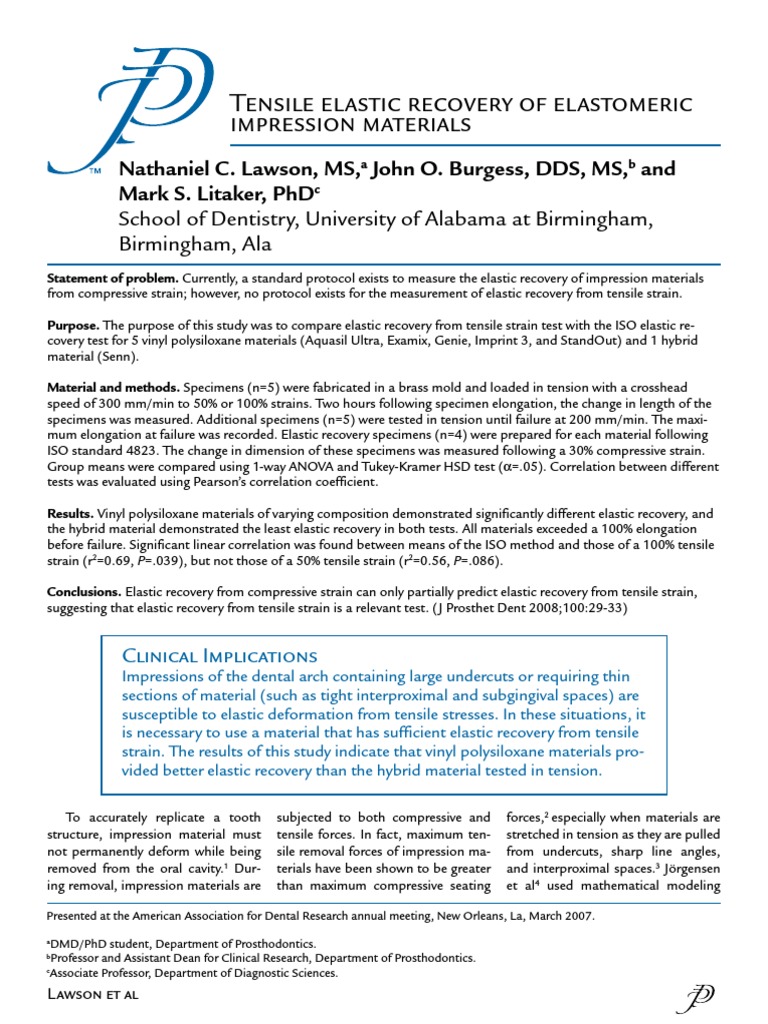 Tensile Elastic Recovery of Elastomeric | PDF | Deformation (Mechanics ...