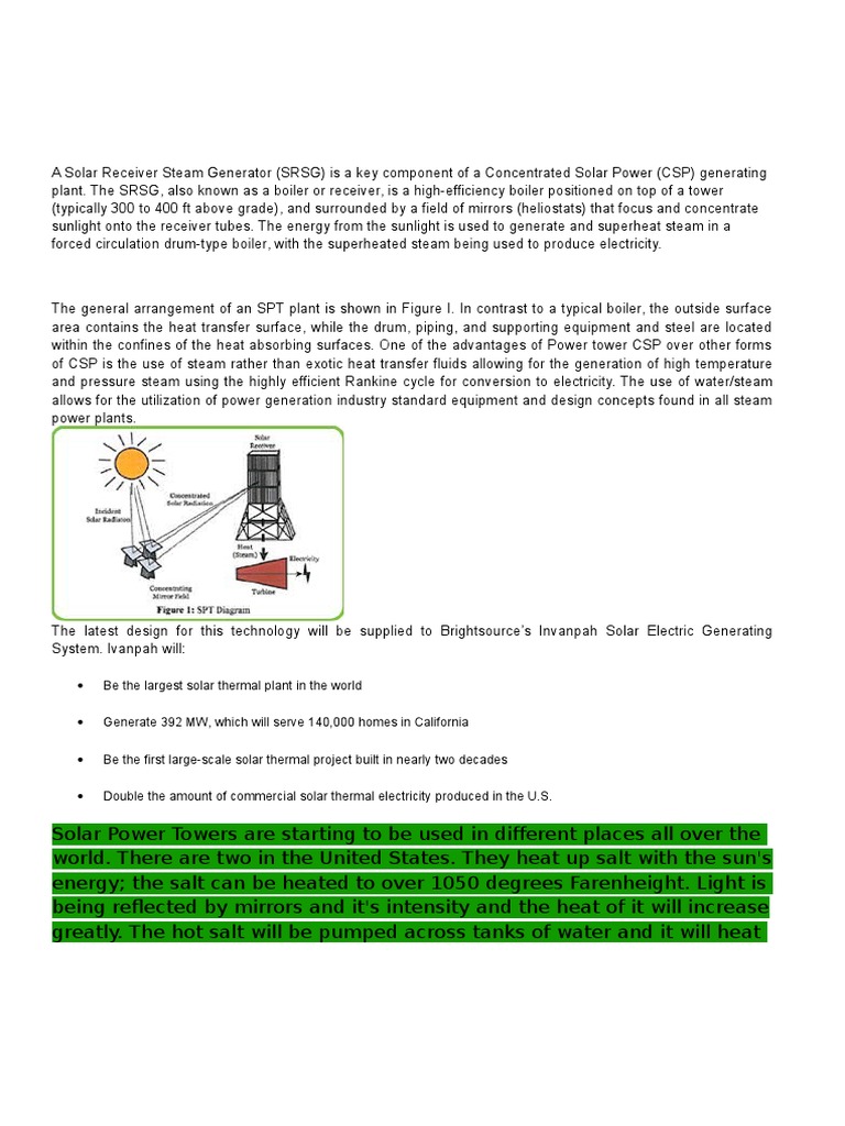 Solar Receiver Steam Generator Overview | PDF | Steam | Power Station