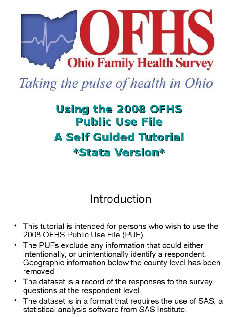 Using The 2008 OFHS Public Use File A Self Guided Tutorial Stata Version | PDF