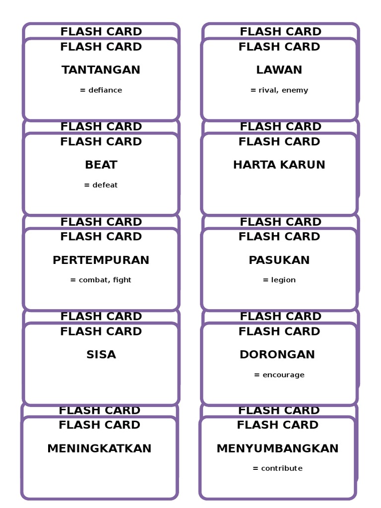 Flash Card Challenge: Vocabulary Boost | PDF