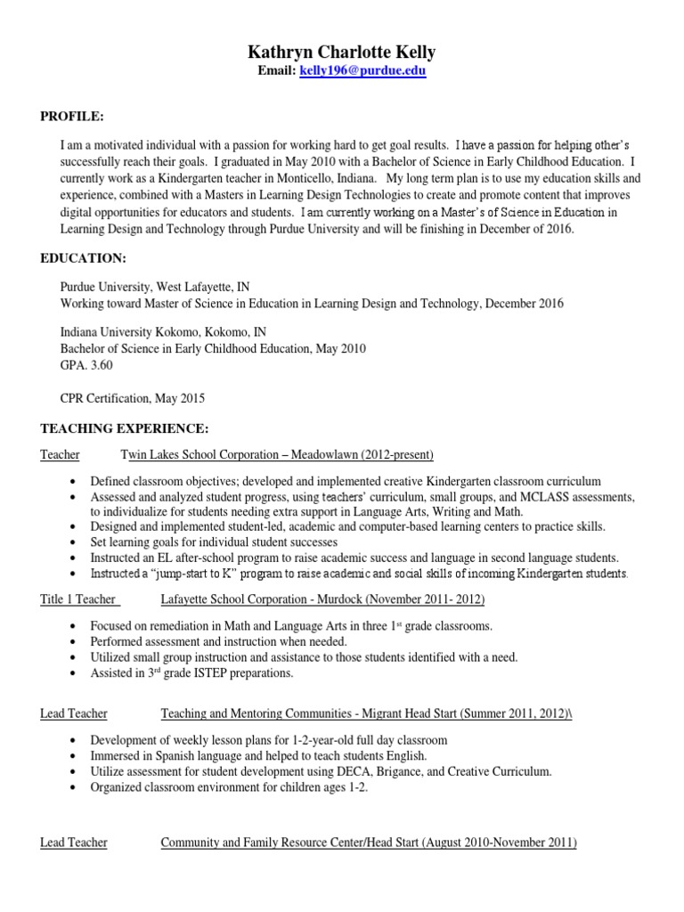 Katie Kelly Resume 2016 | PDF | Instructional Design | Teachers