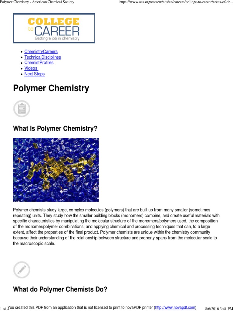 An Overview of the Field of Polymer Chemistry: Applications, Industries ...