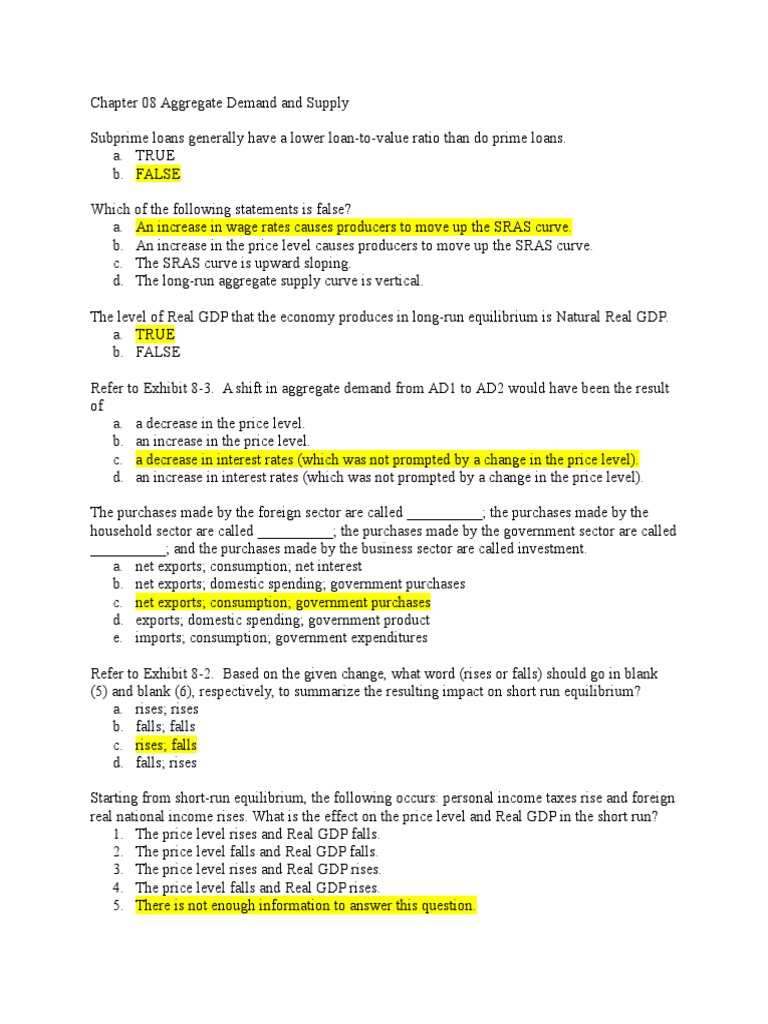 Chapter 08 Aggregate Demand and Supply HW Attempt 1 | PDF | Aggregate ...