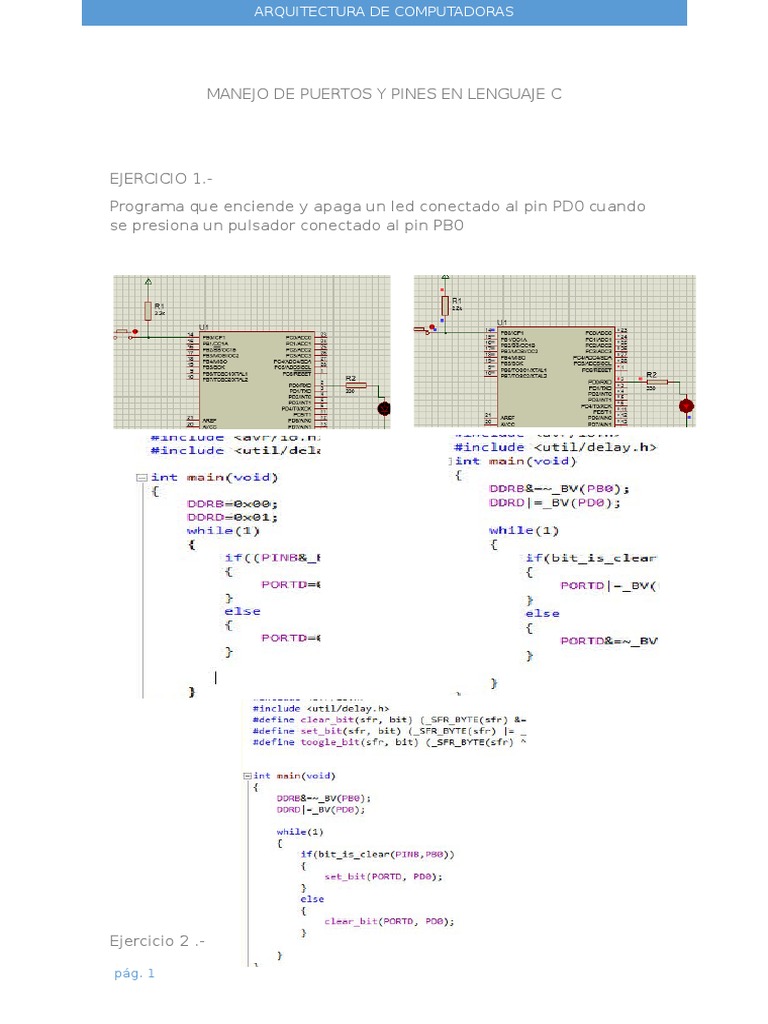 Manejo de Puertos y Pines en Lenguaje C | PDF