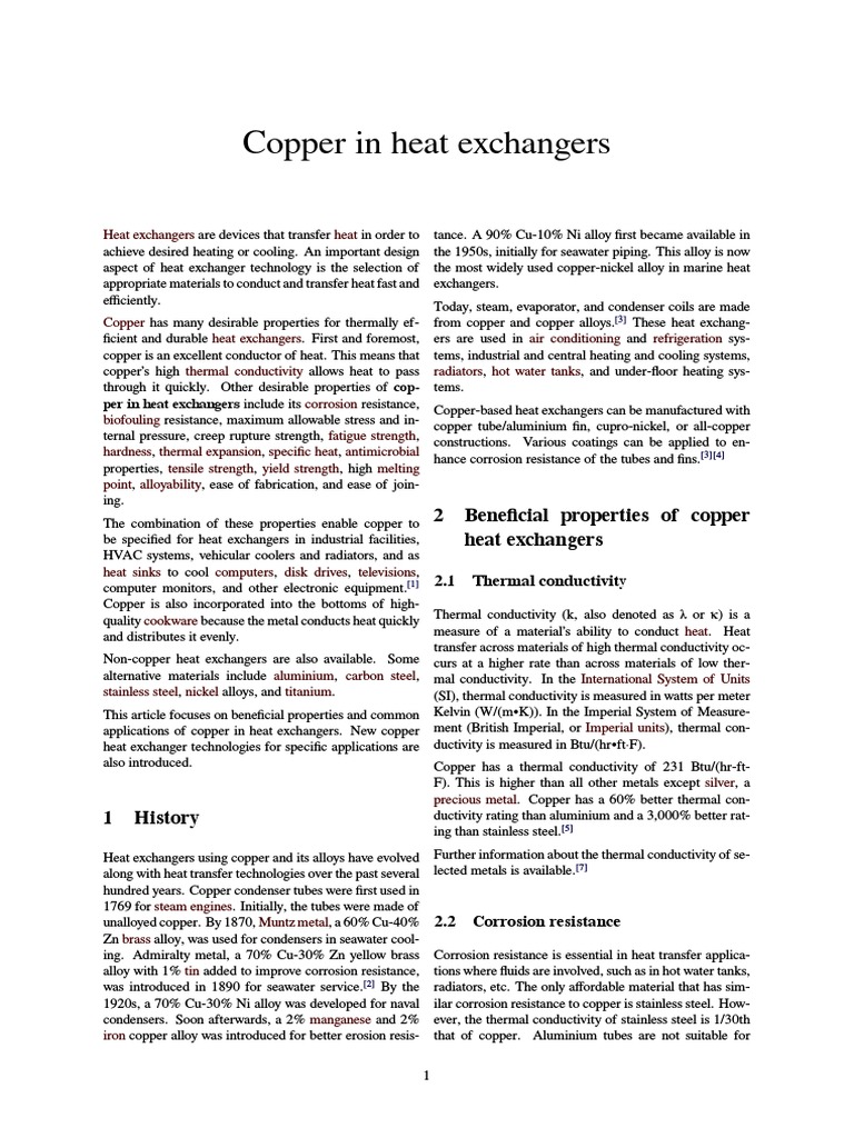 Copper in Heat Exchangers | PDF | Thermodynamics | Building Engineering