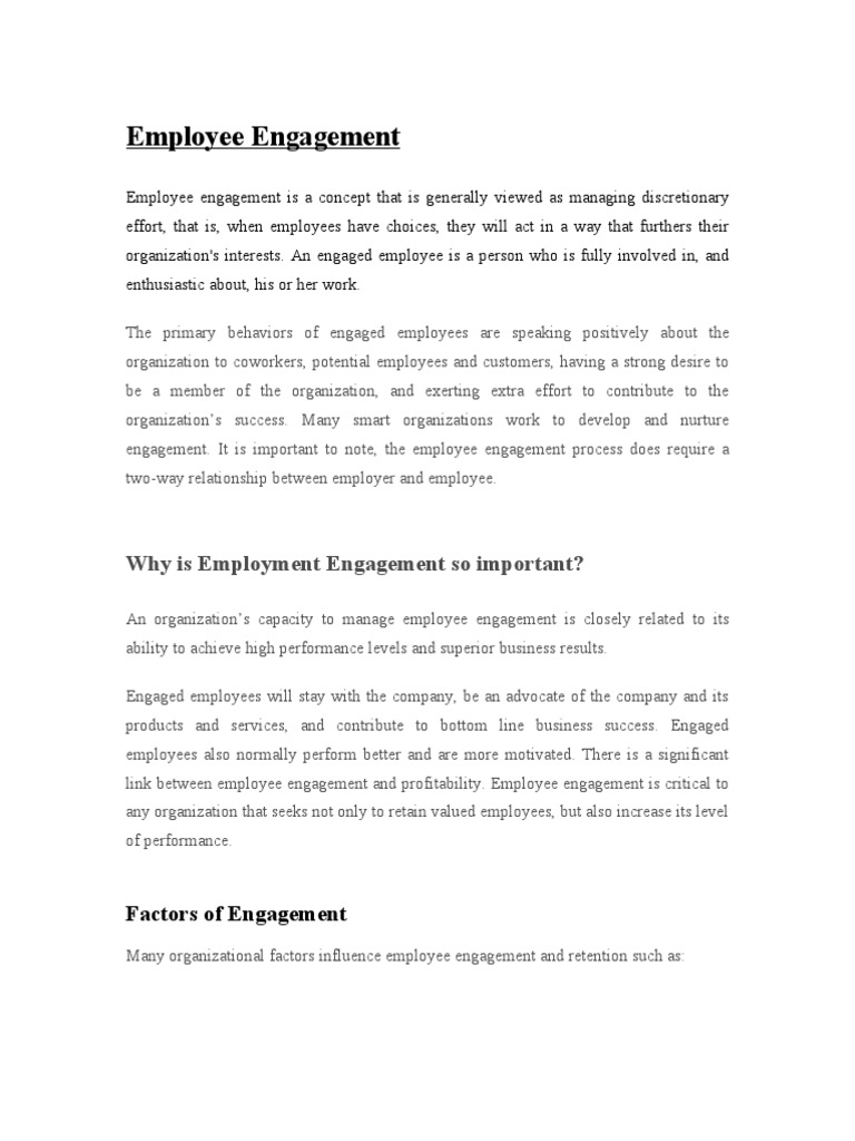Employee Engagement | PDF | Leadership | Employee Retention