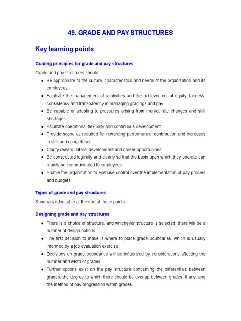A49 Student Learning Notes Grade and Pay Structures 1 | PDF ...