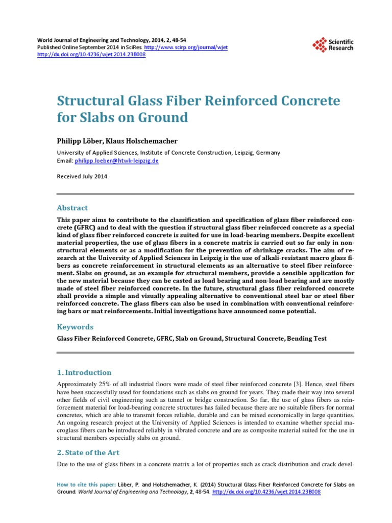 GFRC For Slabs | Download Free PDF | Reinforced Concrete | Concrete