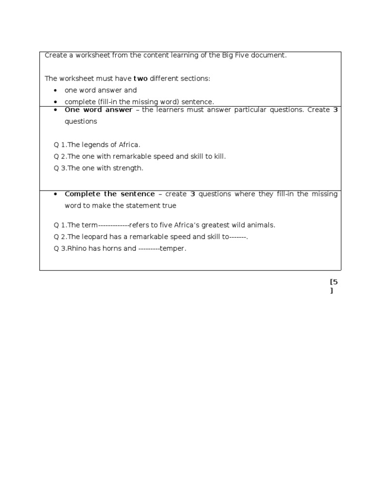 One Word Answer - The Learners Must Answer Particular Questions. Create ...