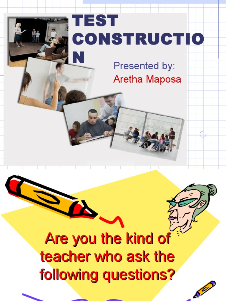 Test Construction Presentation | PDF | Multiple Choice | Test (Assessment)