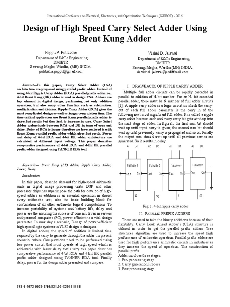 Brent Kung Adder | PDF | Electrical Engineering | Computer Engineering