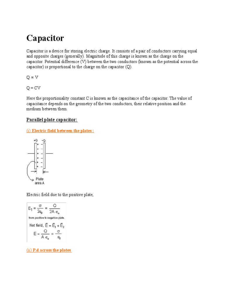 Parallel Plate Capacitor | PDF | Dielectric | Capacitor