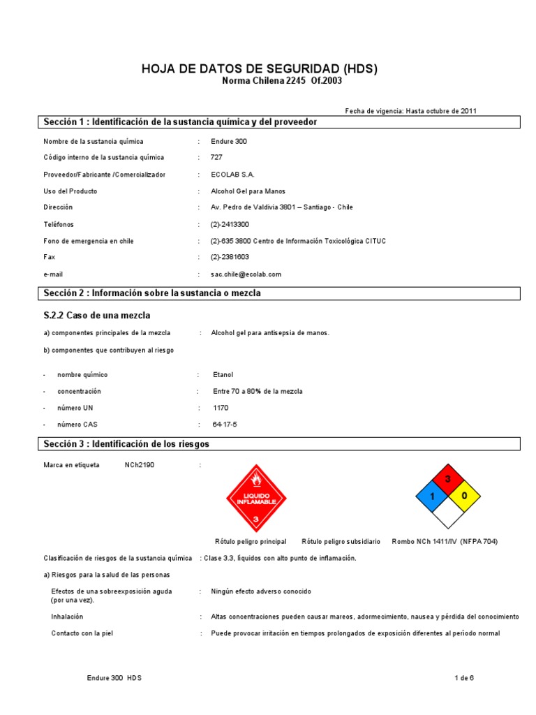 Microsoft Word - Endure 300 HDS | PDF | Etanol | Agua