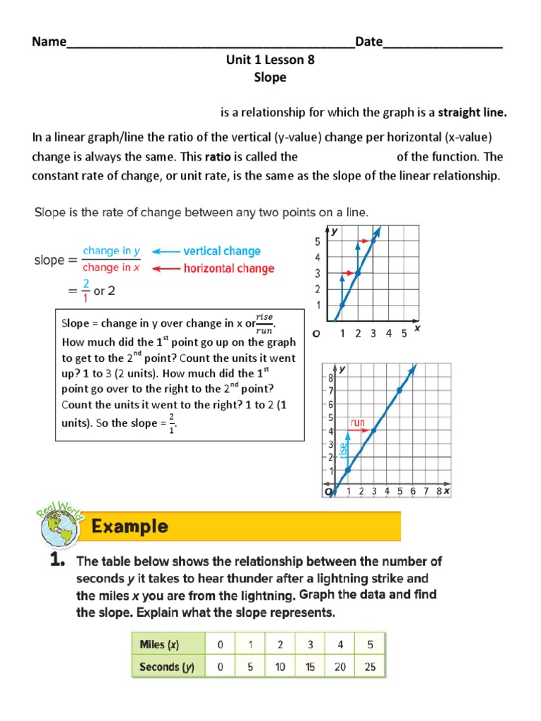 Name - Date - Unit 1 Lesson 8 Slope | PDF