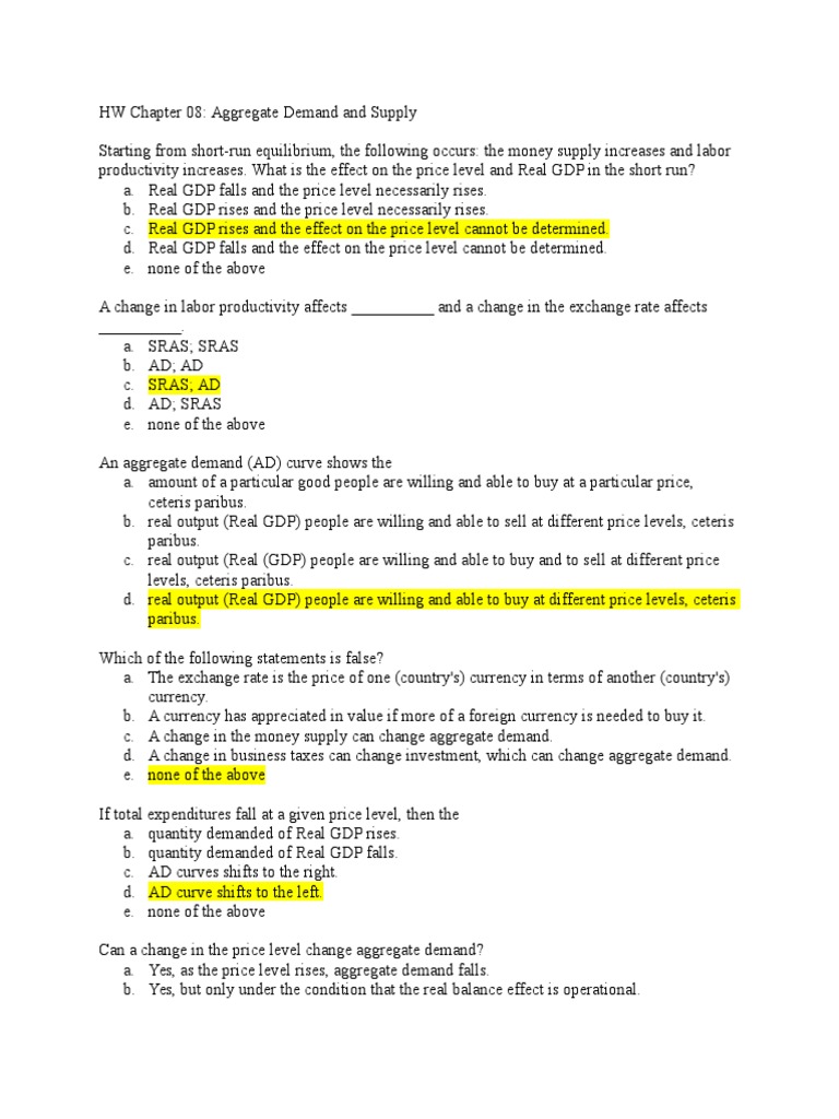 Aggregate Demand and Supply Dynamics | PDF | Aggregate Demand | Supply ...